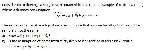 Solved Consider the following OLS regression obtained from a | Chegg.com