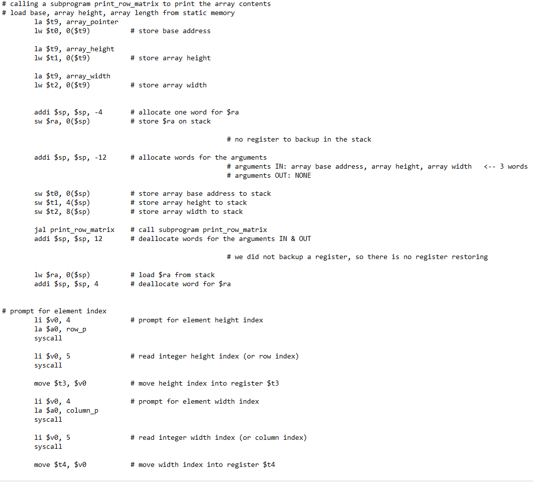 Solved # calling a subprogram get_element to return array | Chegg.com