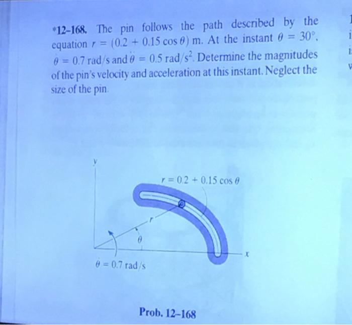 Solved The pin follows the path described by the equation r | Chegg.com