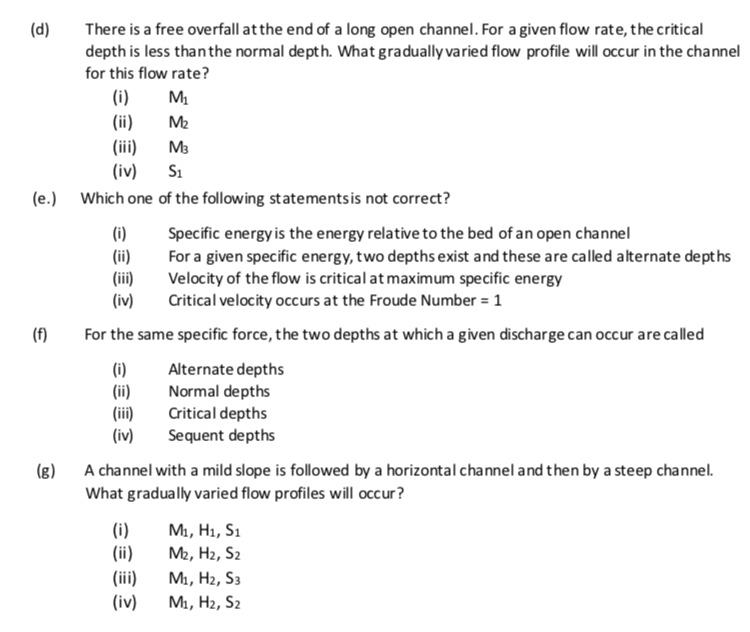 Solved (d) There is a free overfall at the end of a long | Chegg.com