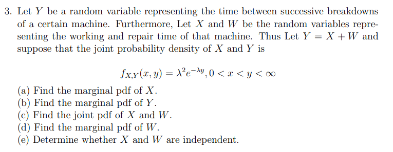 Solved 3. Let Y be a random variable representing the time | Chegg.com