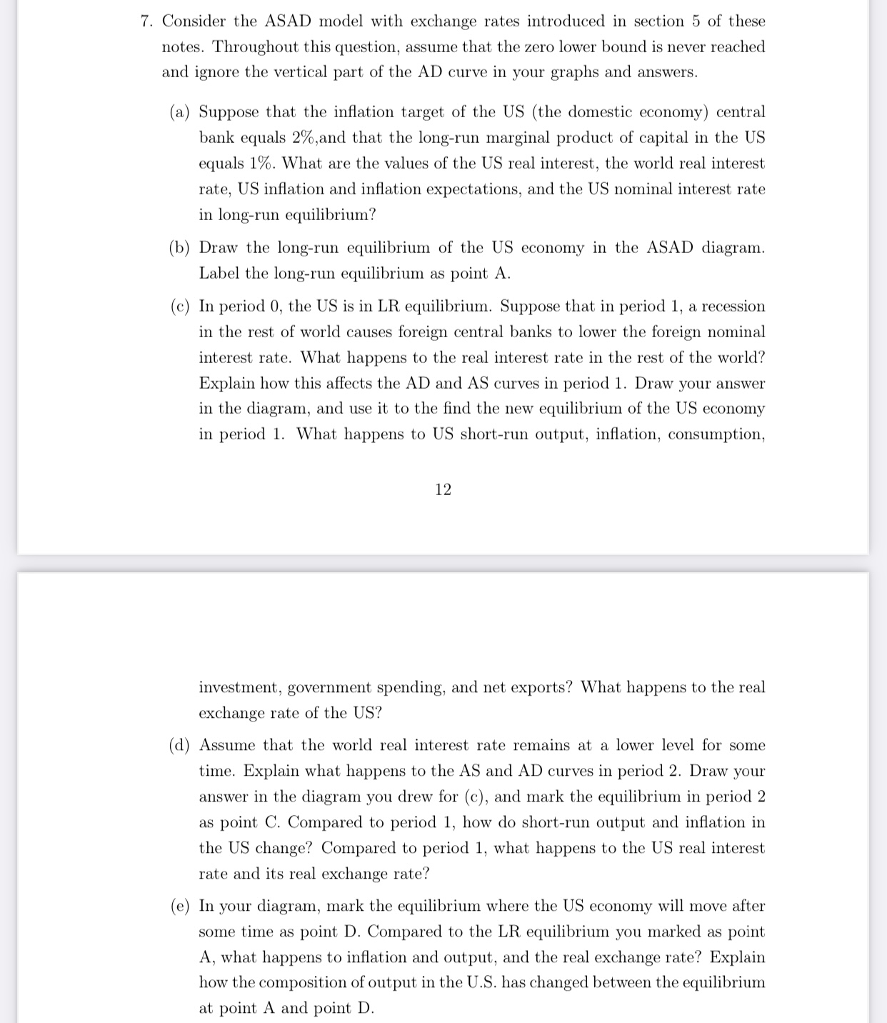 Solved 7. Consider the ASAD model with exchange rates | Chegg.com