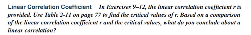Solved Linear Correlation Coefficient In Exercises 9-12, the | Chegg.com