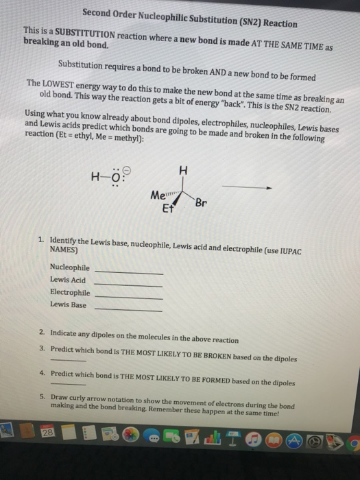 Solved Second Order Nucleophilic Substitution (SN2) Reaction | Chegg.com