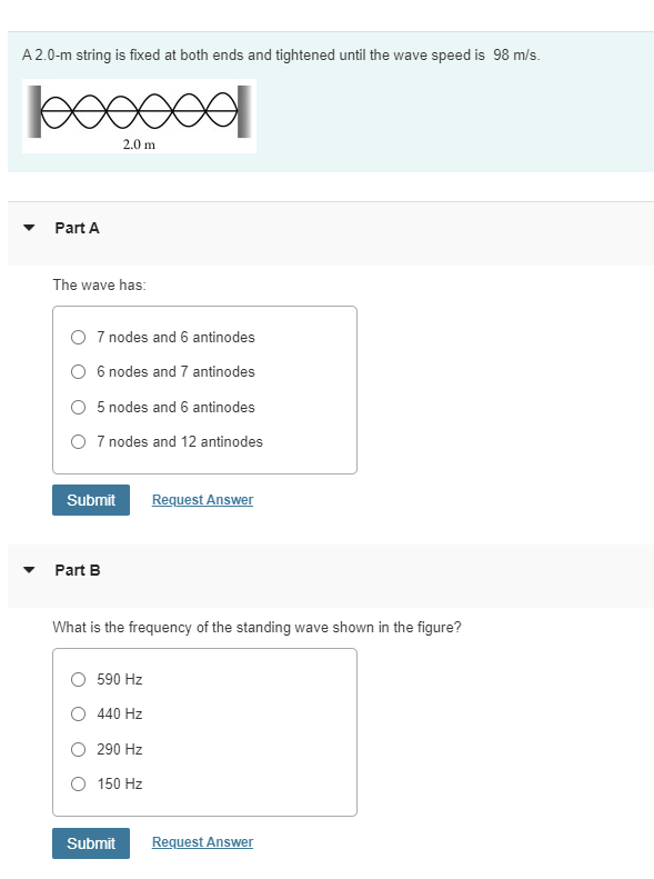 Solved A 2.0-m string is fixed at both ends and tightened | Chegg.com