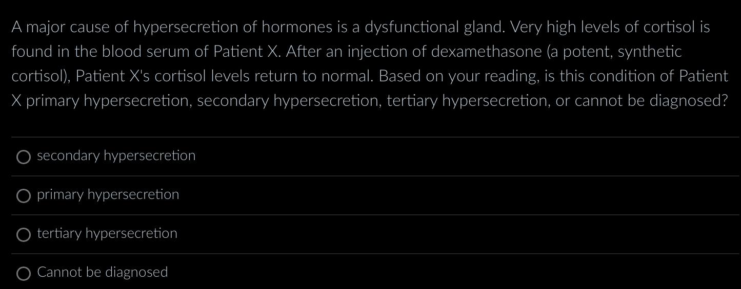 Solved A major cause of hypersecretion of hormones is a | Chegg.com