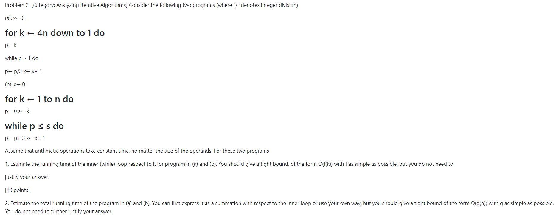 Solved Problem 2. [Category: Analyzing Iterative Algorithms] | Chegg.com