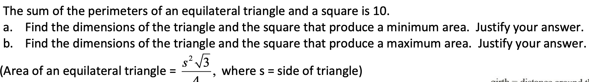 Solved The sum of the perimeters of an equilateral triangle | Chegg.com