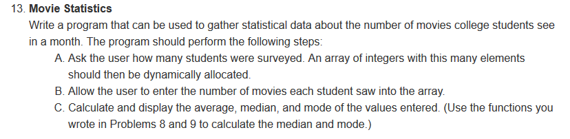 Solved 13. Movie Statistics Write a program that can be used | Chegg.com
