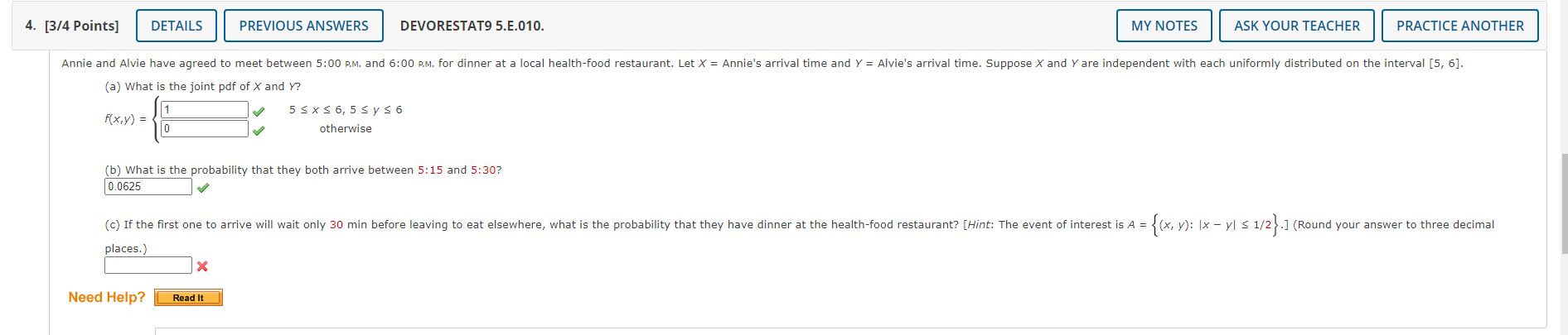 Solved 4. [3/4 Points] DETAILS PREVIOUS ANSWERS DEVORESTAT9 | Chegg.com