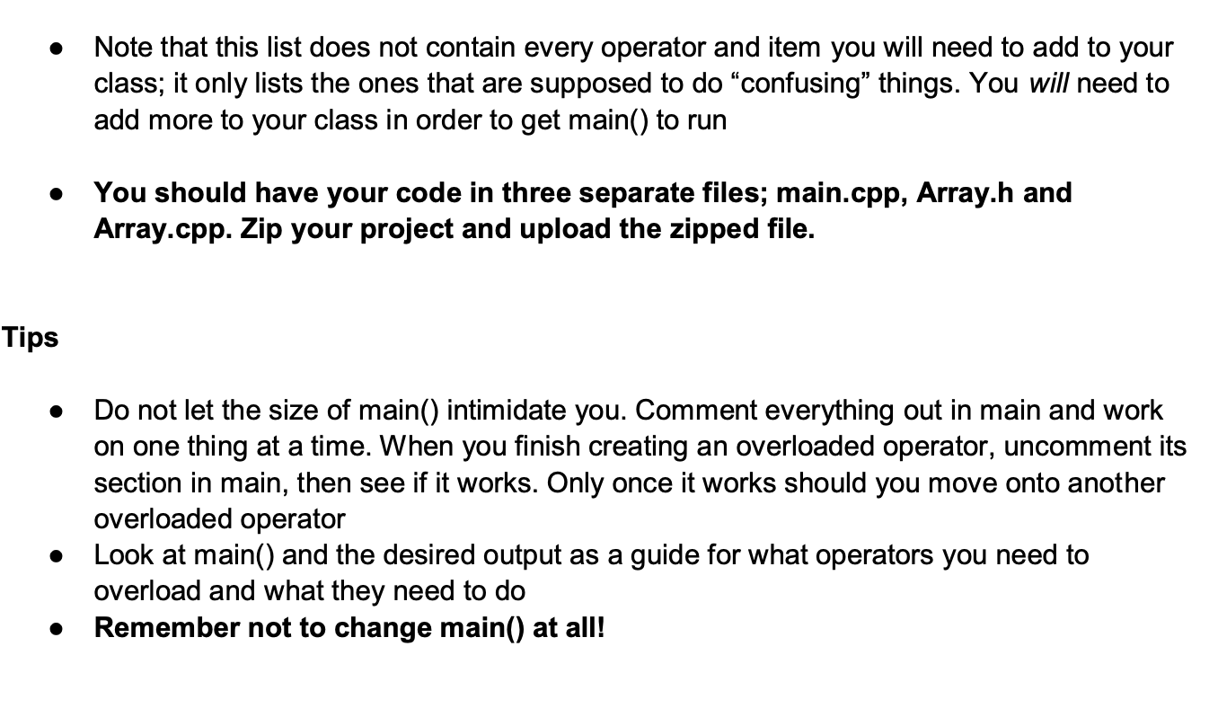 Solved Your Goal Is To Create An ‘array Class That Is Able