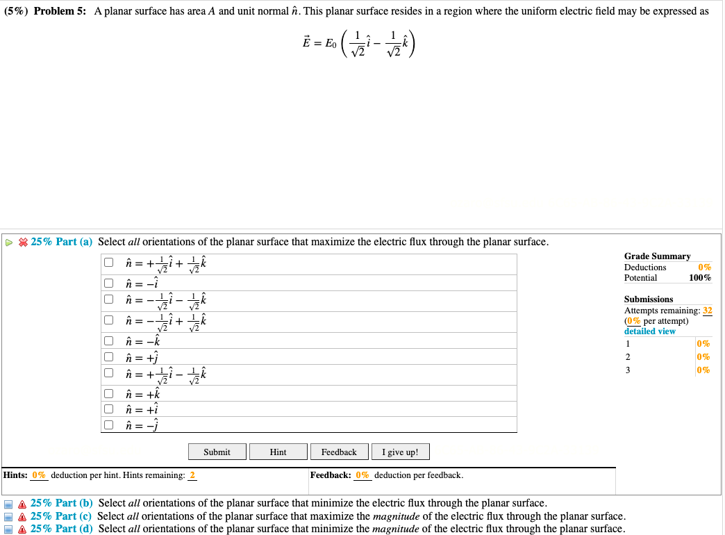 Solved (5%) Problem 5: A planar surface has area A and unit | Chegg.com