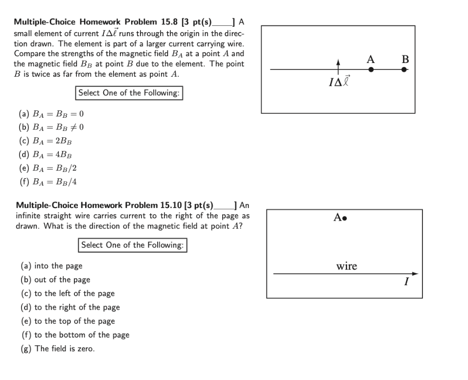 Solved Multiple-Choice Homework Problem 15.8 [3 pt(s) ] A | Chegg.com