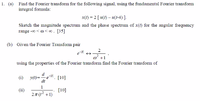 Solved 1. (a) Find the Fourier transform for the following | Chegg.com