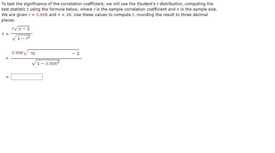 Solved To test the significance of the correlation | Chegg.com