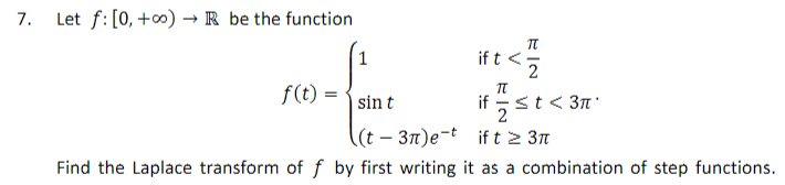 Solved 7. Let f:[0,+∞)→R be the function | Chegg.com
