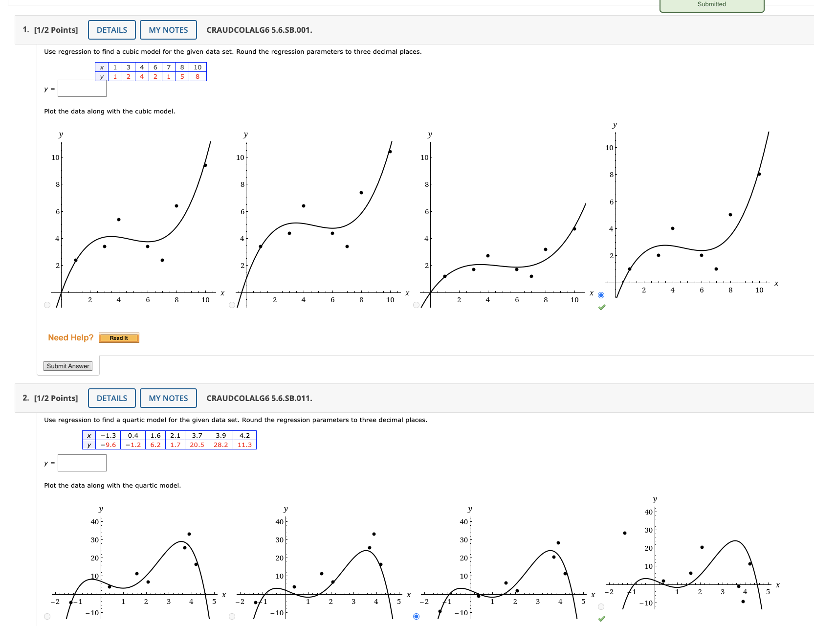 Solved Use regression to find a cubic model for the given | Chegg.com