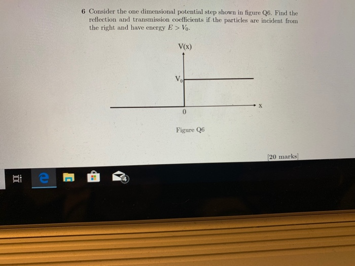 Solved 6 Consider the one dimensional potential step shown | Chegg.com