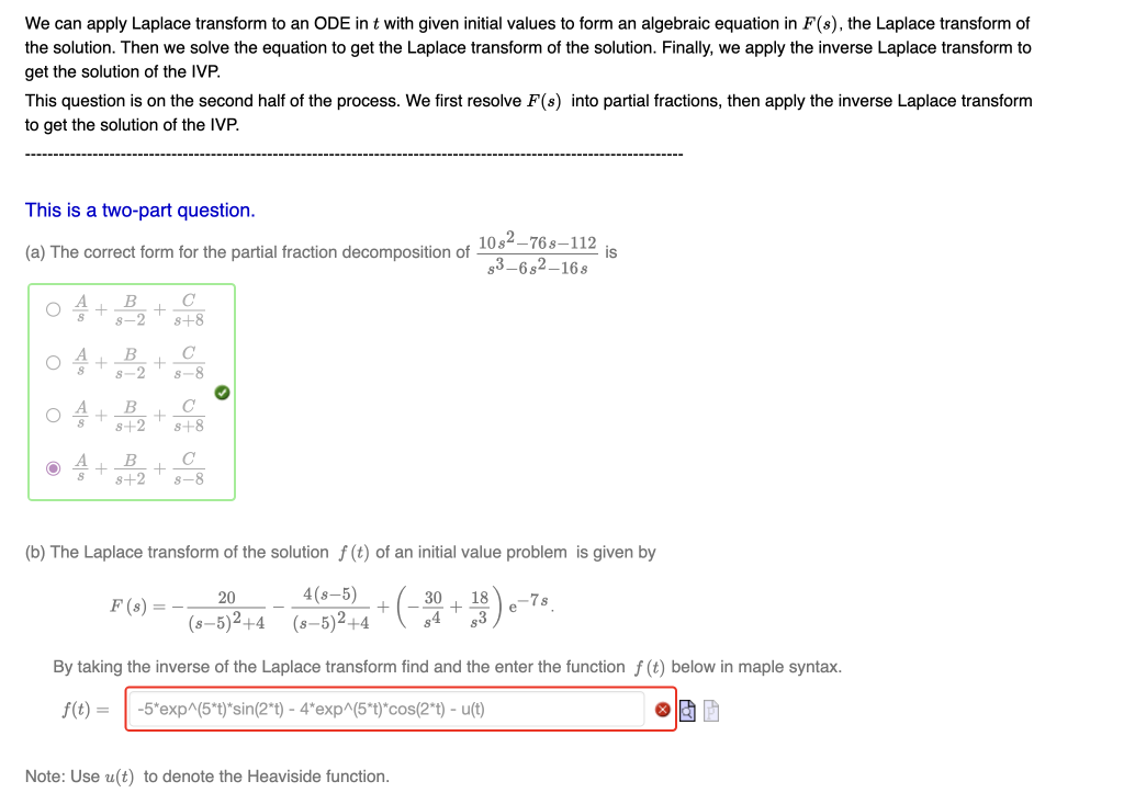 Solved We can apply Laplace transform to an ODE in t with | Chegg.com