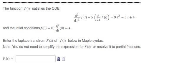 Solved We can apply Laplace transform to an ODE in t | Chegg.com