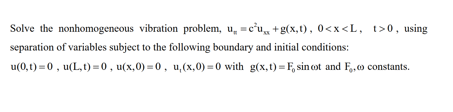 Solved Solve the nonhomogeneous vibration problem, | Chegg.com