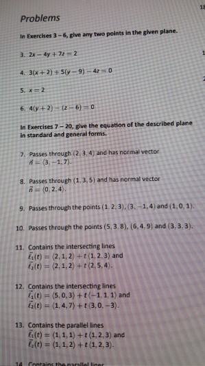Solved 18 Problems In Exercises 3-6, give any two points in | Chegg.com