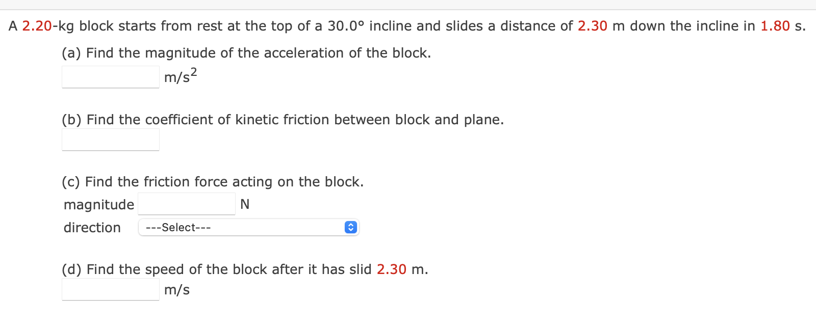 Solved 2.20−kg block starts from rest at the top of a 30.0∘ | Chegg.com