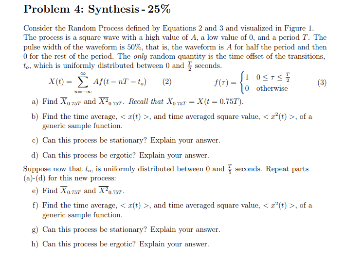 Solved Consider the Random Process defined by Equations 2 | Chegg.com