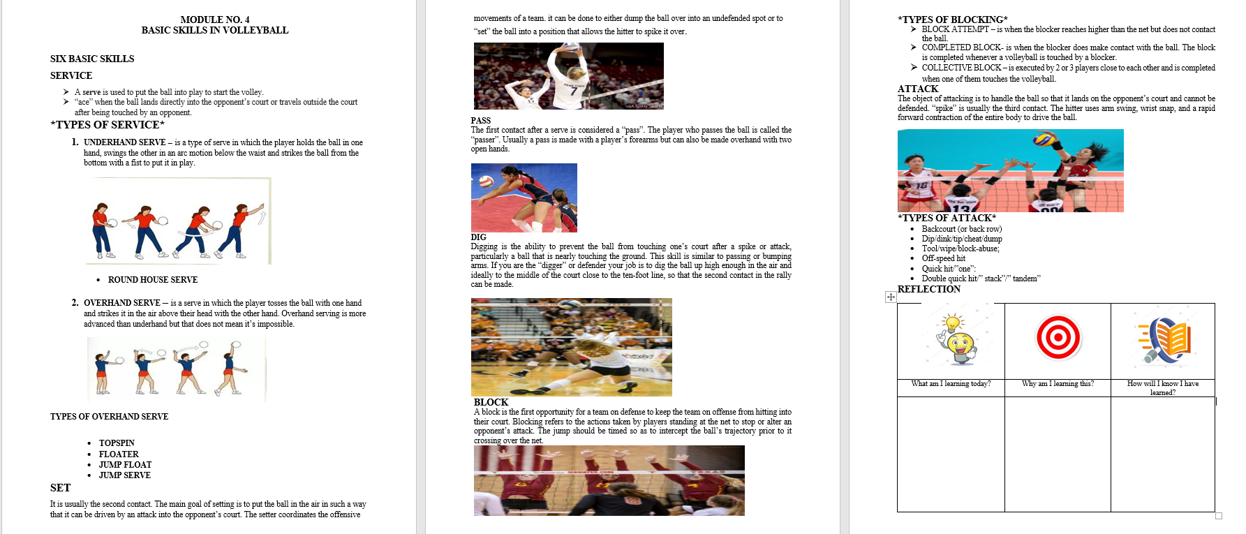 Solved MODULE NO.4 BASIC SKILLS IN VOLLEYBALL movements of a | Chegg.com