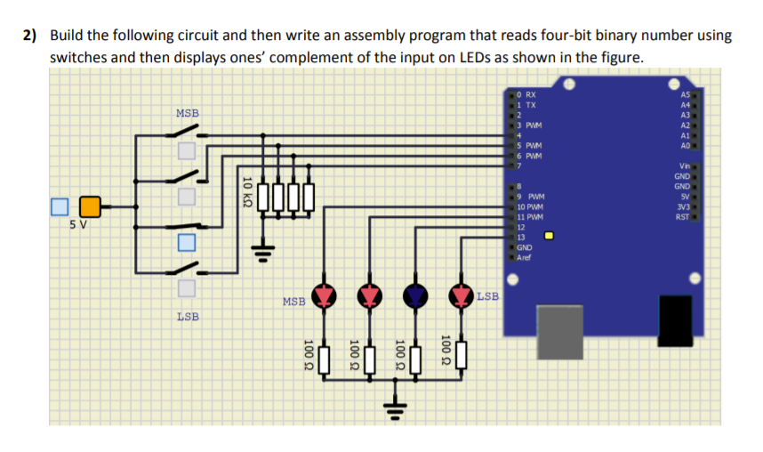 Solved 2) Build the following circuit and then write an | Chegg.com