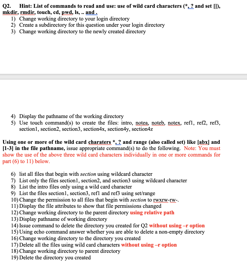 Solved Q2. Hint: List of commands to read and use: use of | Chegg.com