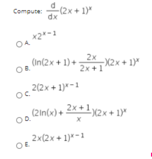 Solved Compute: -(2x + 1)* dx -1 O A +2+02 (In(2x + 1) + 2x | Chegg.com