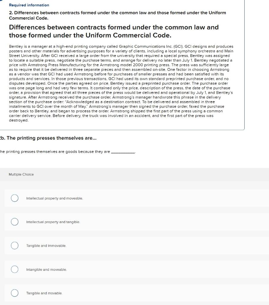 Solved Required information 2. Differences between contracts | Chegg.com