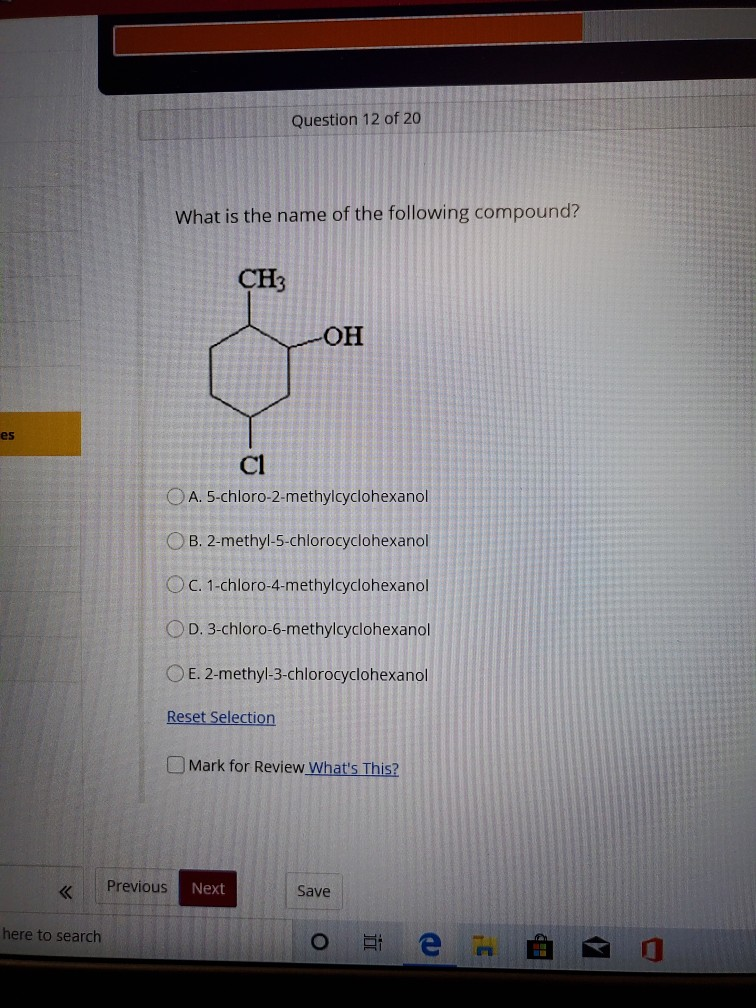 Solved Question 12 of 20 What is the name of the following | Chegg.com