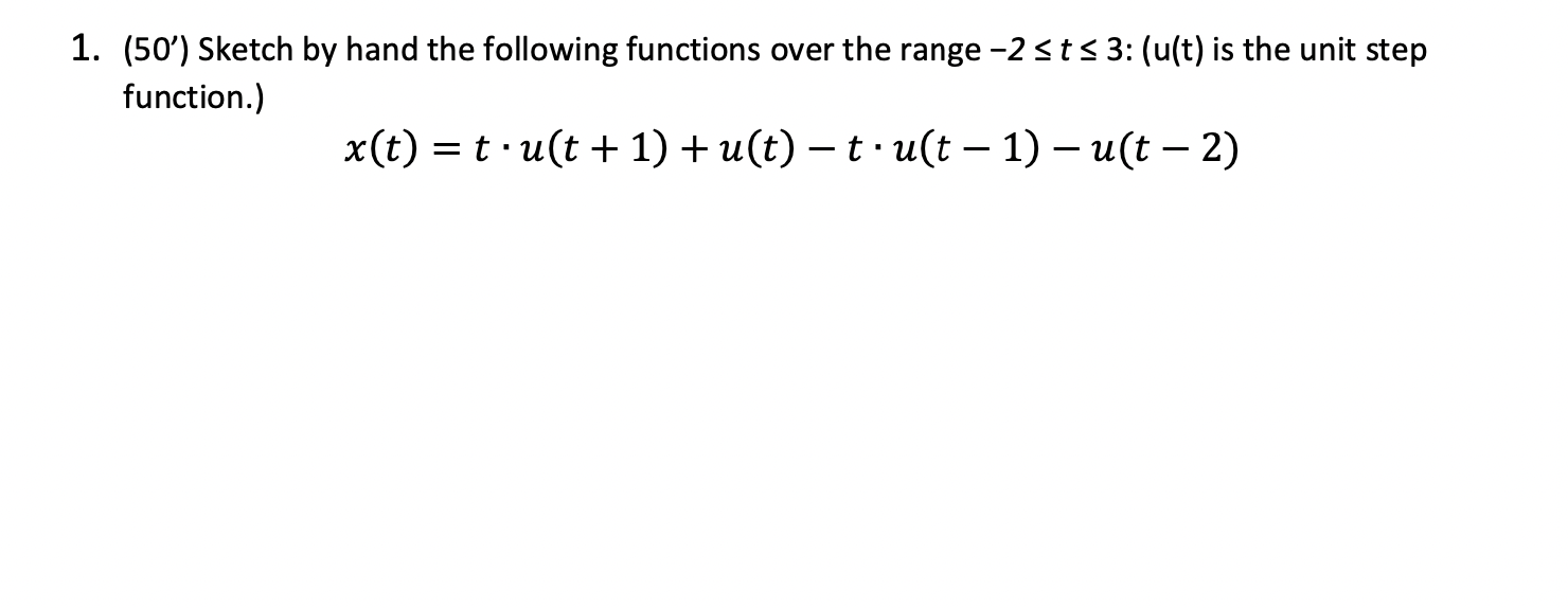 Solved 1. (50') Sketch by hand the following functions over | Chegg.com