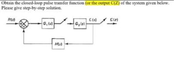 Solved Obtain the closed-loop pulse transfer function (or | Chegg.com