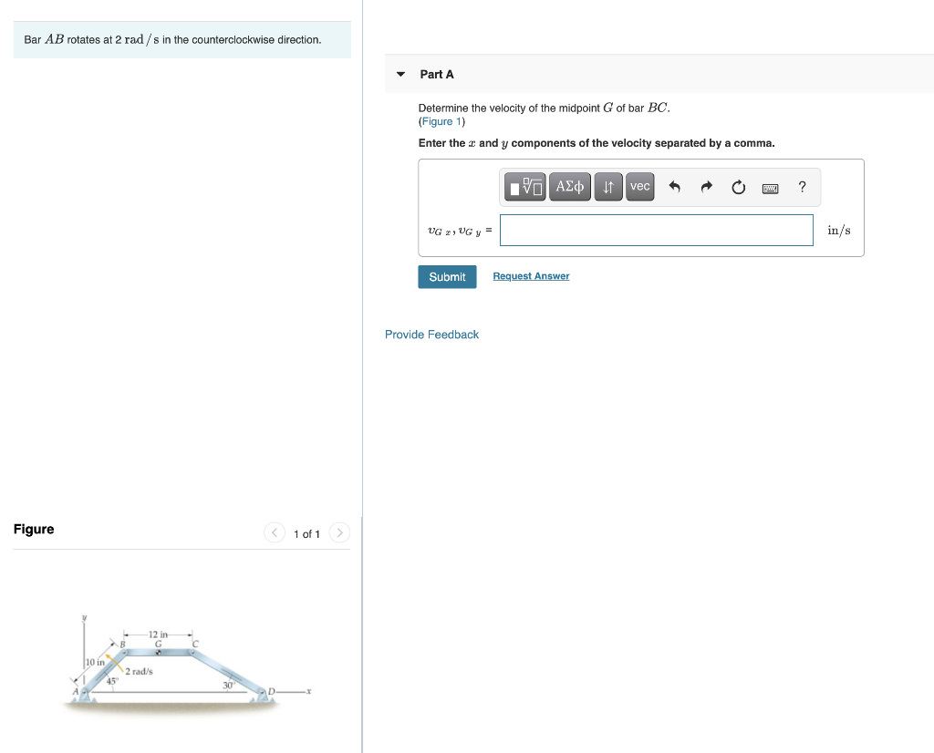 Solved Bar Ab Rotates At 2 Rad S In The Counterclockwise