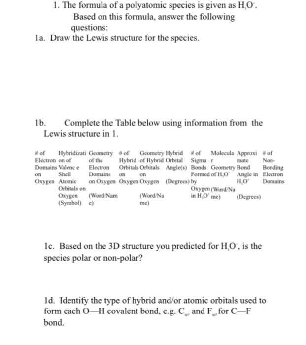 Solved l. The formula of a polyatomic species is given as | Chegg.com