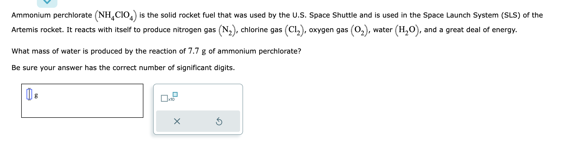 Solved Ammonium perchlorate (NH4ClO4) is the solid rocket | Chegg.com