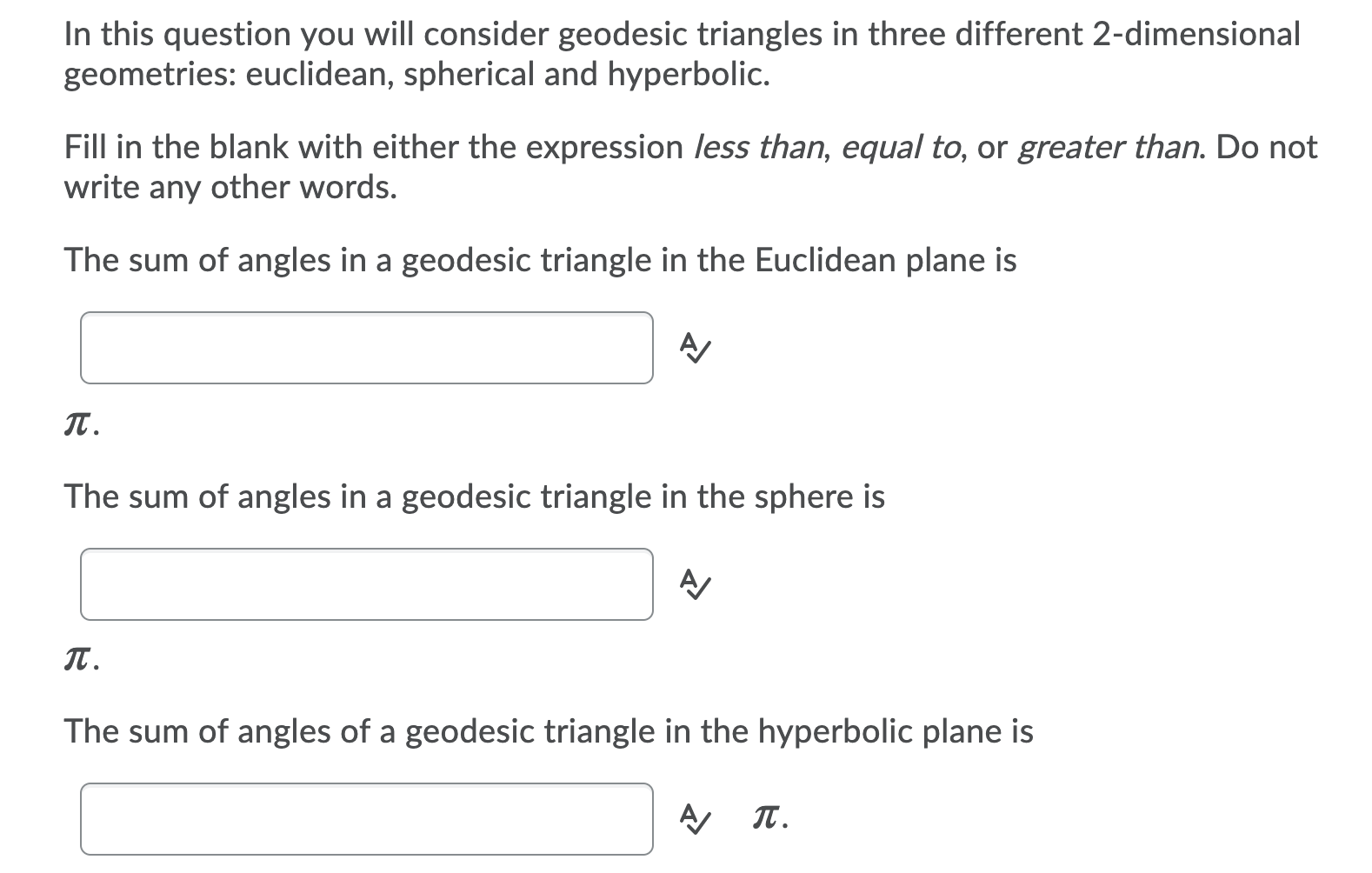 Solved In this question you will consider geodesic triangles | Chegg.com