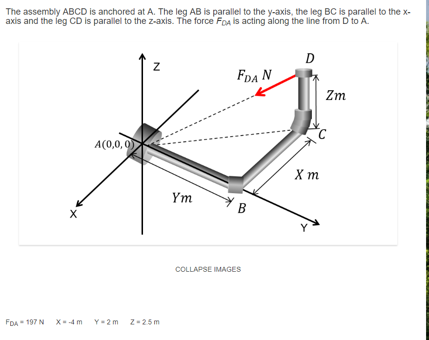 The assembly ABCD is anchored at A. The leg AB is | Chegg.com