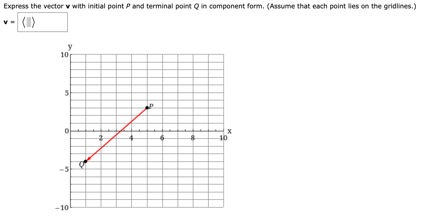 Solved Express the vector v with initial point P and | Chegg.com