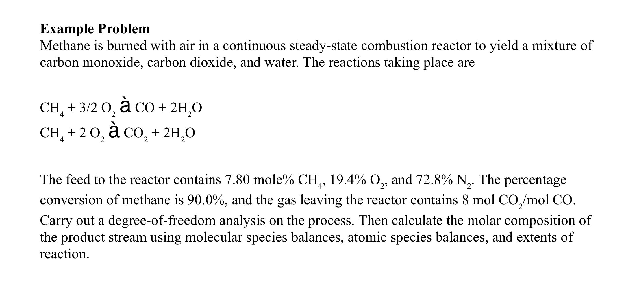 Solved Example Problem Methane is burned with air in a | Chegg.com