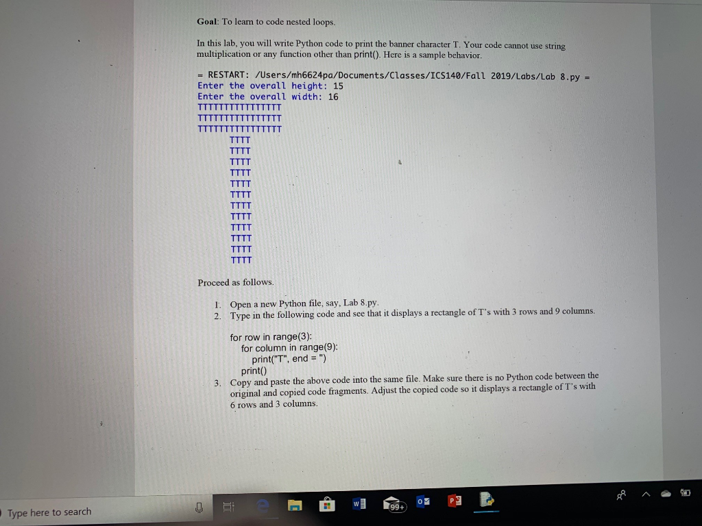 Goal To Learn To Code Nested Loops In This Lab You