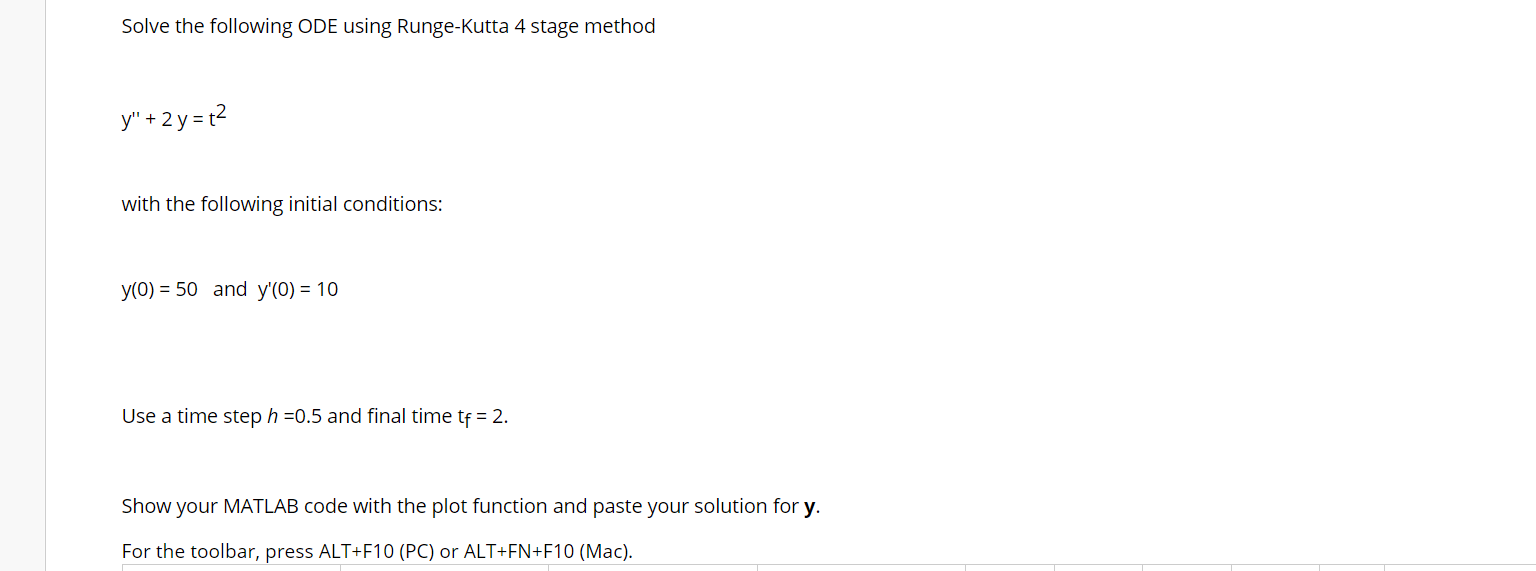 Solve the following ODE using Runge-Kutta 4 stage | Chegg.com