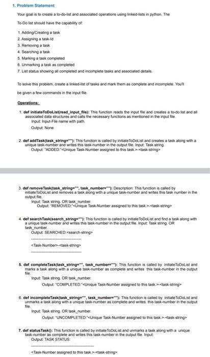 Solved Your goal is to create a to-do-list and associated | Chegg.com