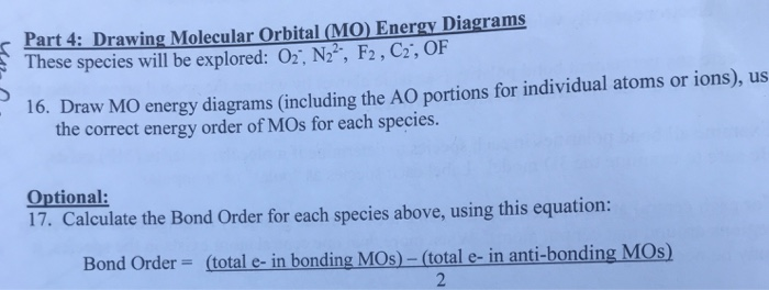 Solved Part 4: Drawing Molecular Orbital MO Energy Diagrams | Chegg.com