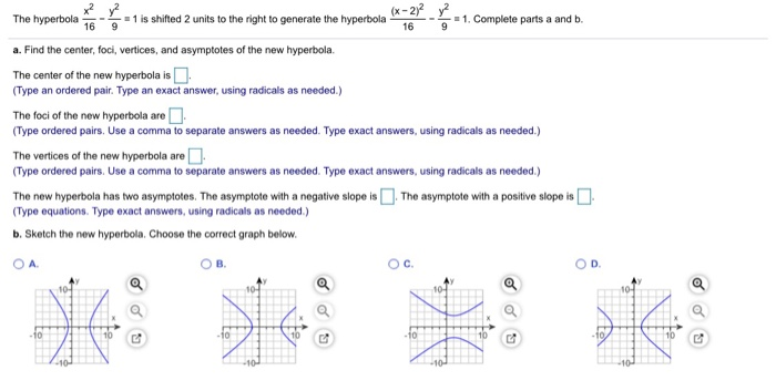 Solved An equation of a hyperbola is given below. Put the | Chegg.com