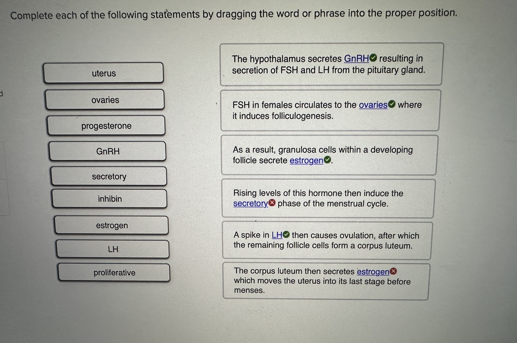 Solved Complete each of the following statements by dragging | Chegg.com
