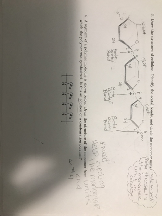 Solved 3. Draw the structure of cellulose. Identify the | Chegg.com